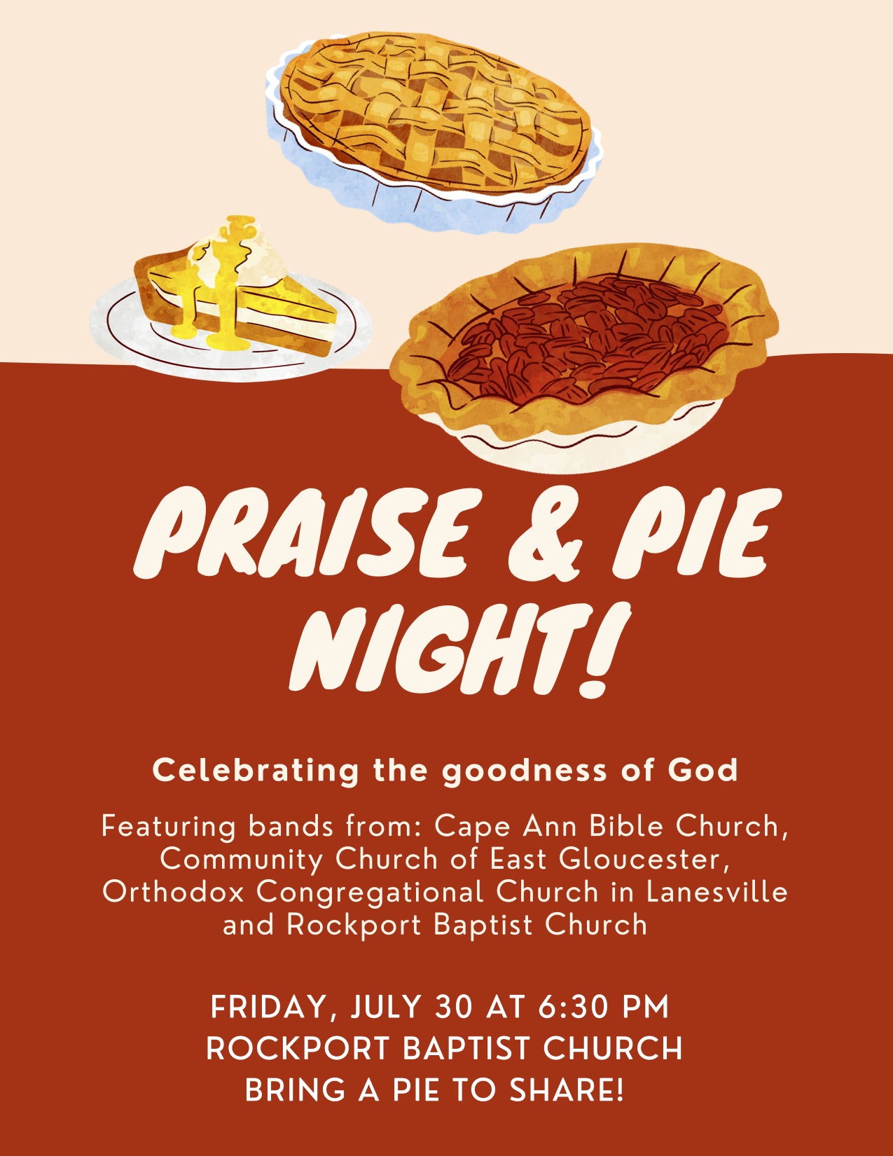 Praise and Pie Night Flyer Flyer-2 | First Baptist Church of Rockport